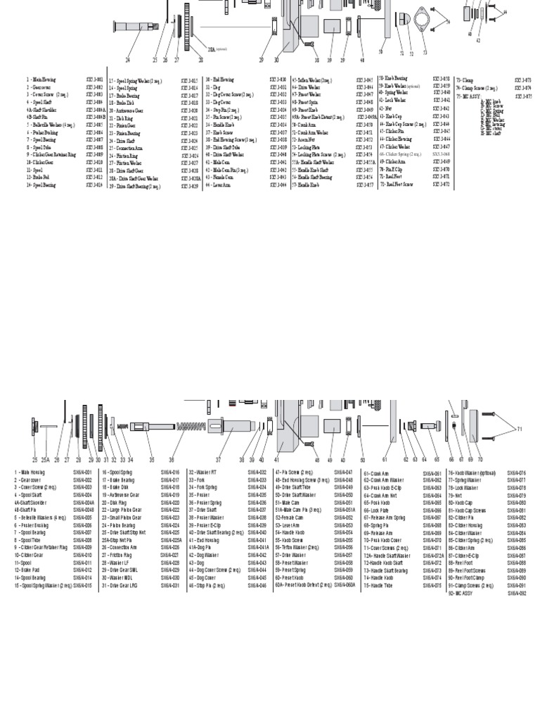 Avet Reel Parts and Size Chart | PDF | Tools | Manufactured Goods