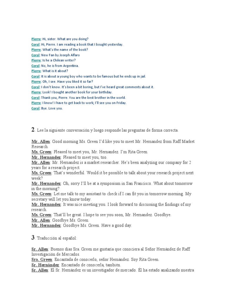 Dialogos en Ingles | PDF