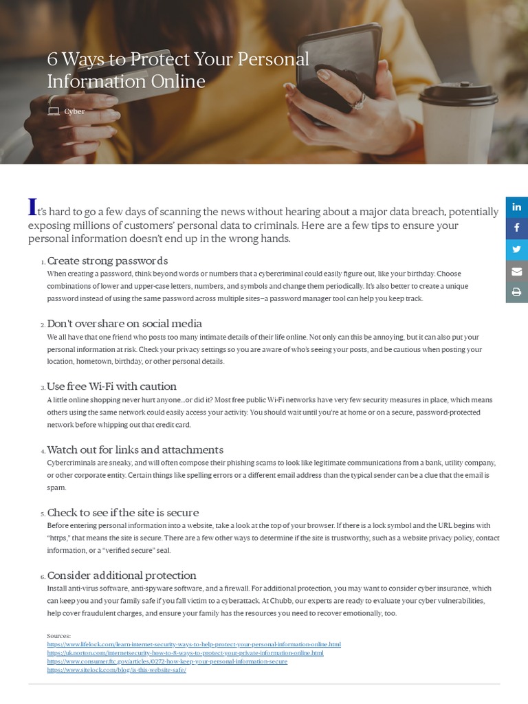 6 Ways To Protect Your Personal Information Online | PDF | Password ...
