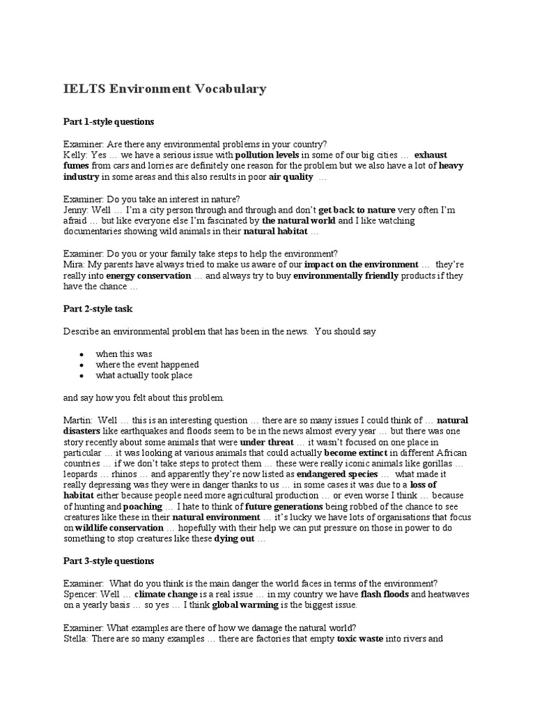 IELTS Environment Vocabulary | PDF | Nature | Climate Change