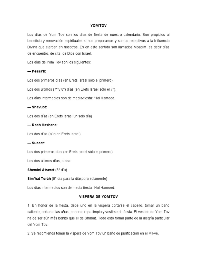 Yom Tov | PDF | Alimentos | Shabat