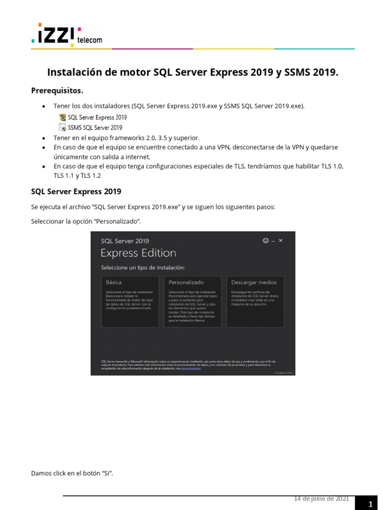Manual instalación SQL Server Express 2019 y SSMS | PDF | Servidor SQL ...