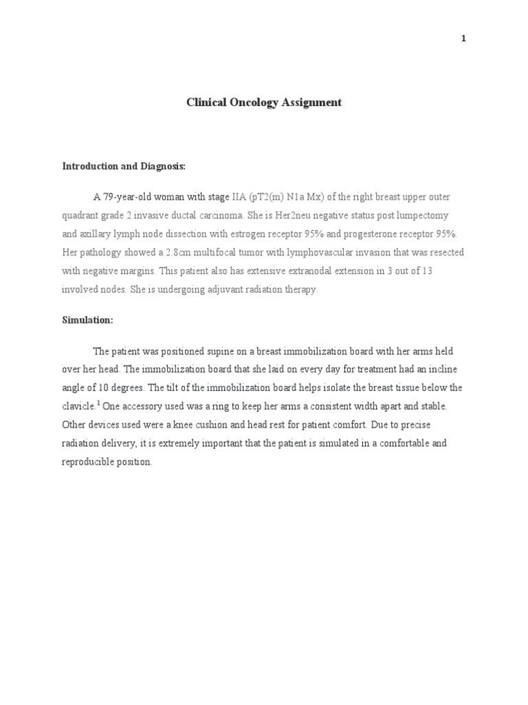 Clinical Oncology Assignment 1 | PDF | Radiation Therapy | Breast Cancer