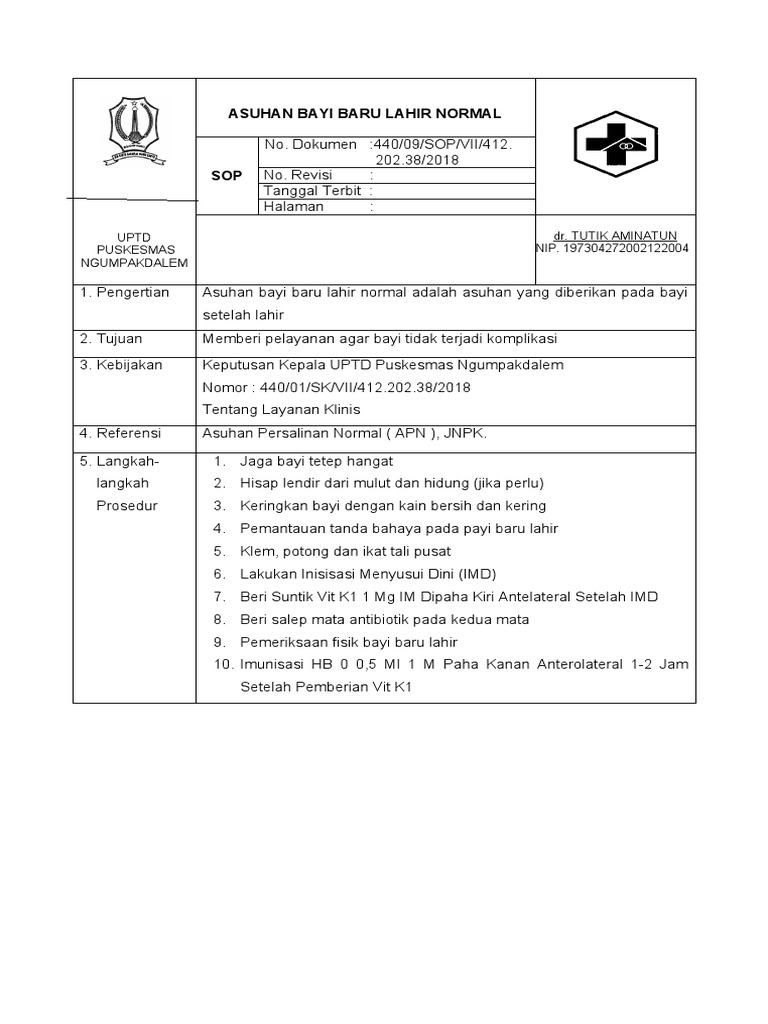 SOP Asuhan BBL Normal | PDF