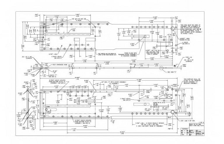 Browning M2 Machine Gun Receiver RSP1 Blueprint Text | PDF | Rivet | Crafts