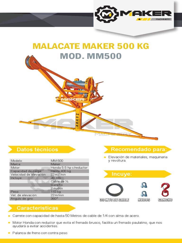 Malacate Maker MM500 | PDF | Vehículo de motor | Vehículos