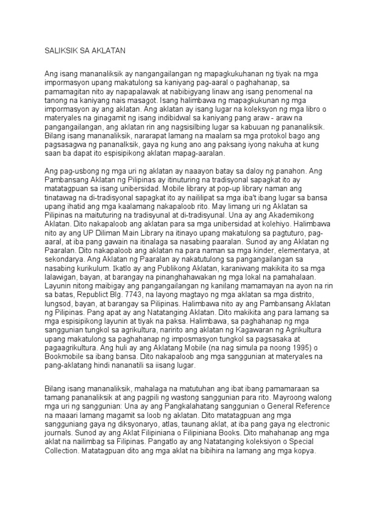 Saliksik Sa Aklatan | PDF