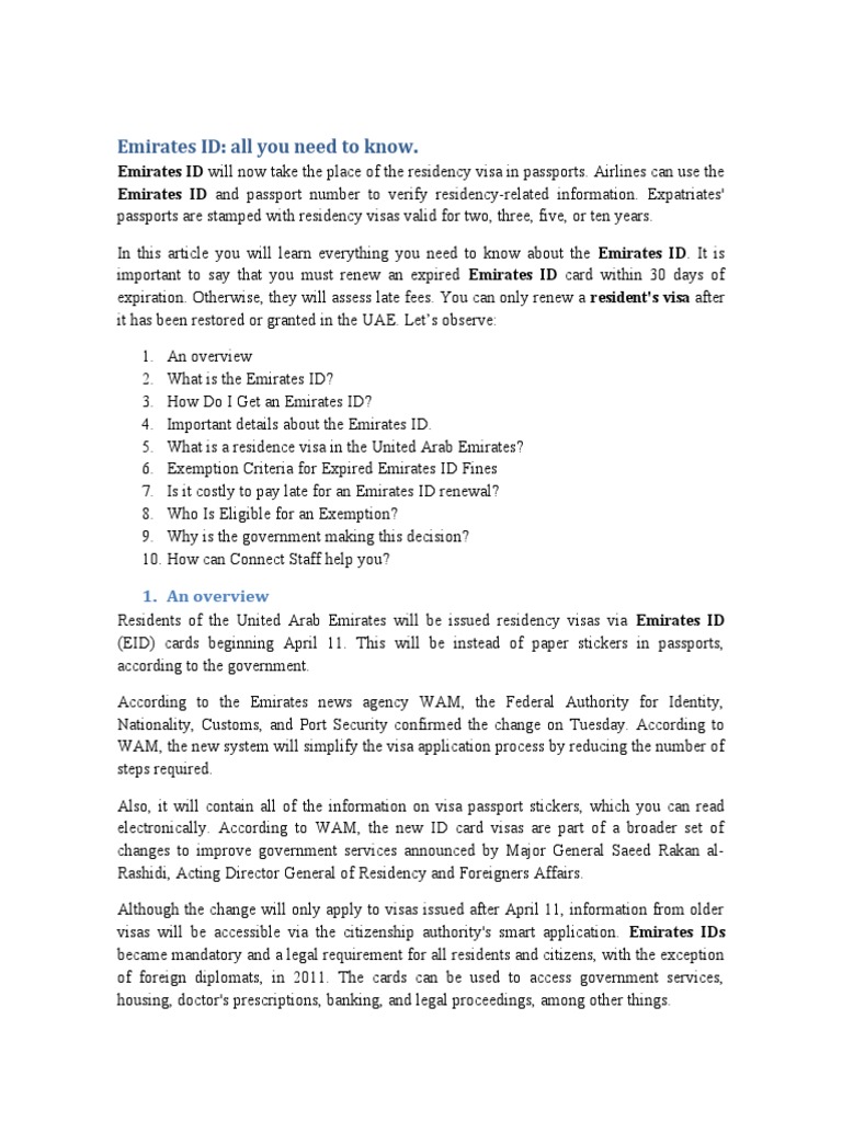 Emirates ID Connect Staff | PDF | Gulf Cooperation Council | Identity ...