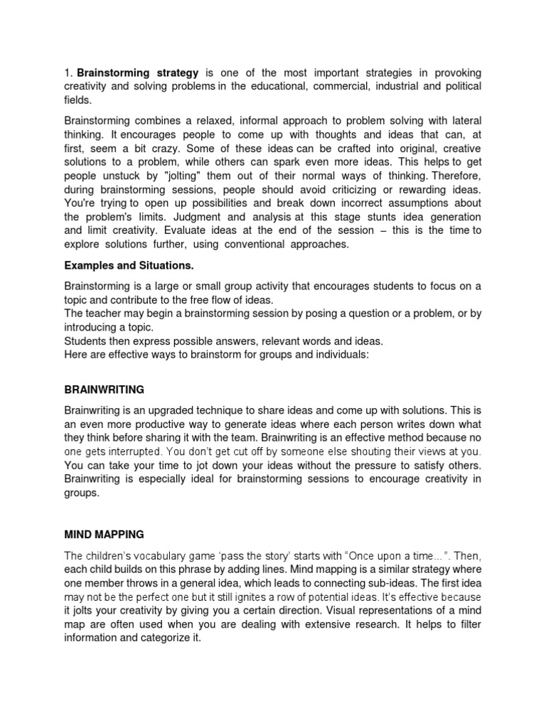 Teaching Strategies | PDF | Brainstorming | Teachers