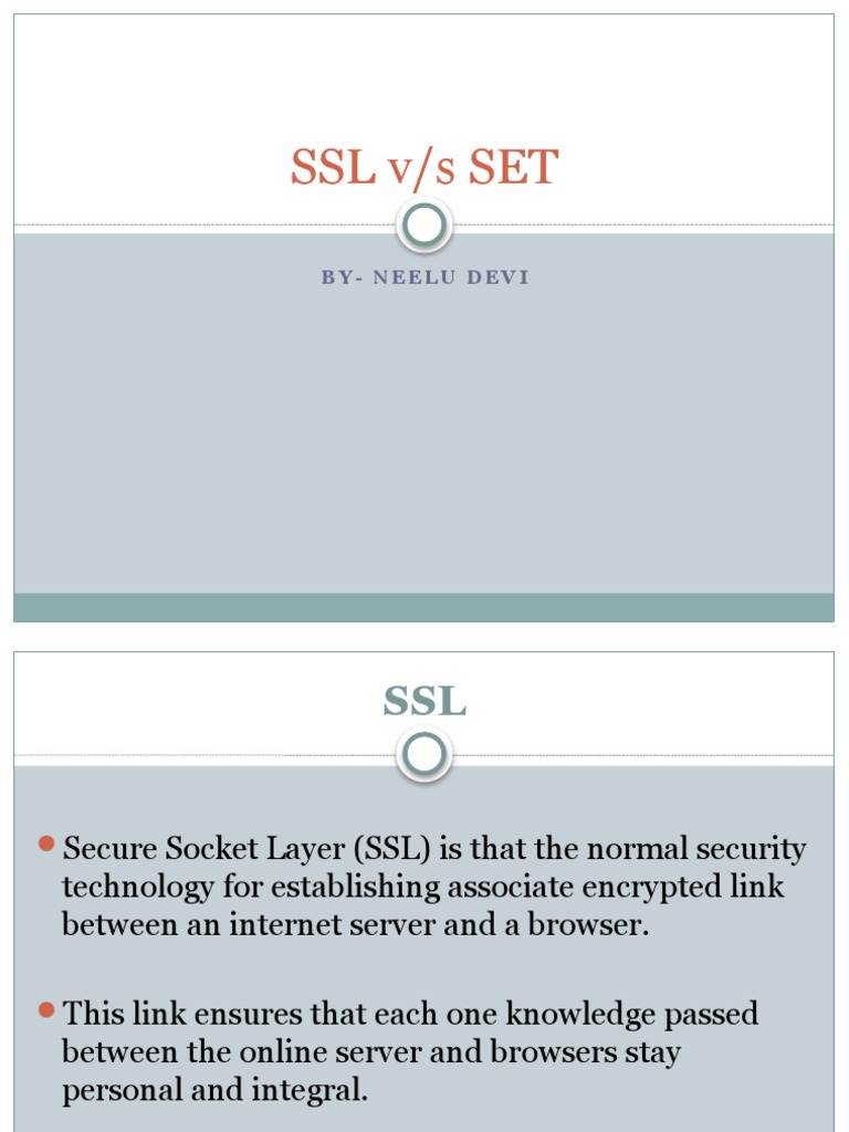SSL Vs SET | PDF | Transport Layer Security | Secure Communication