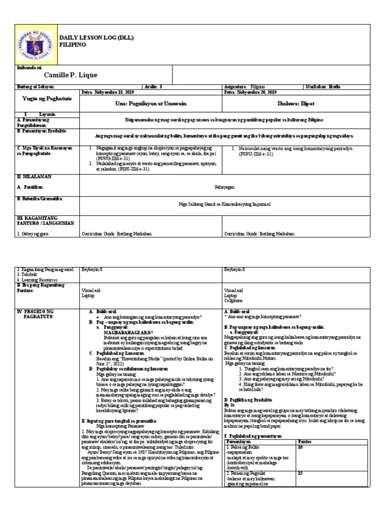 DLL Komentaryong Panradyo | PDF