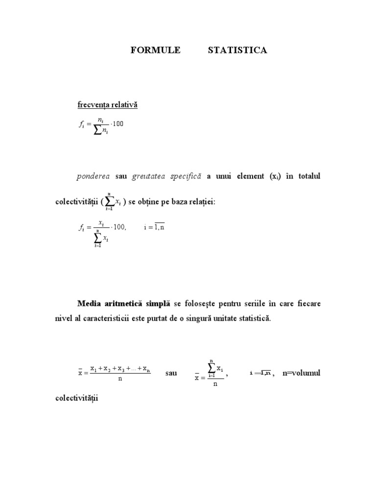 Formule Statistica | PDF