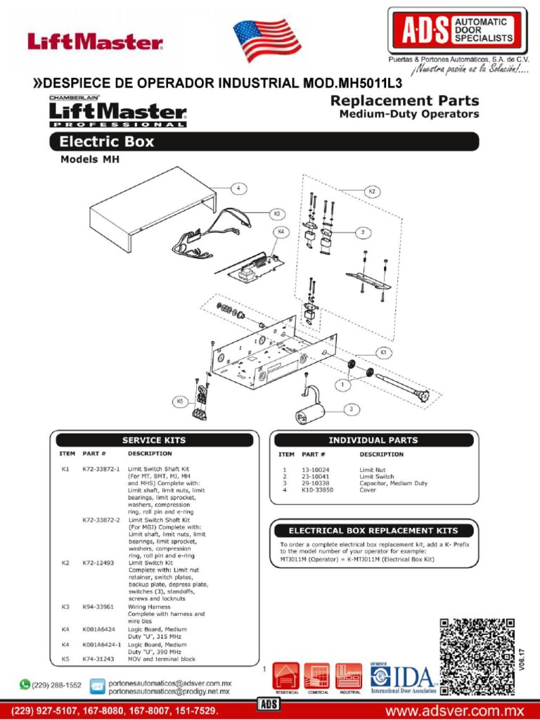 Despiece de Operador Industrial Mod - MH5011 | PDF