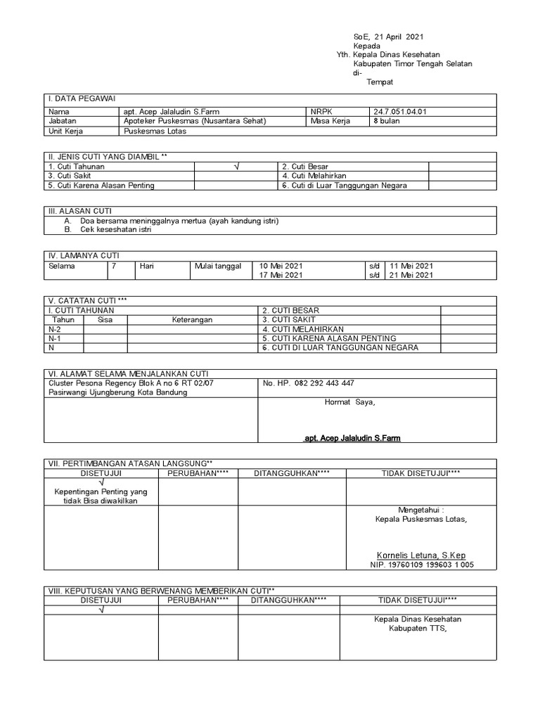 Format Cuti Baru | PDF