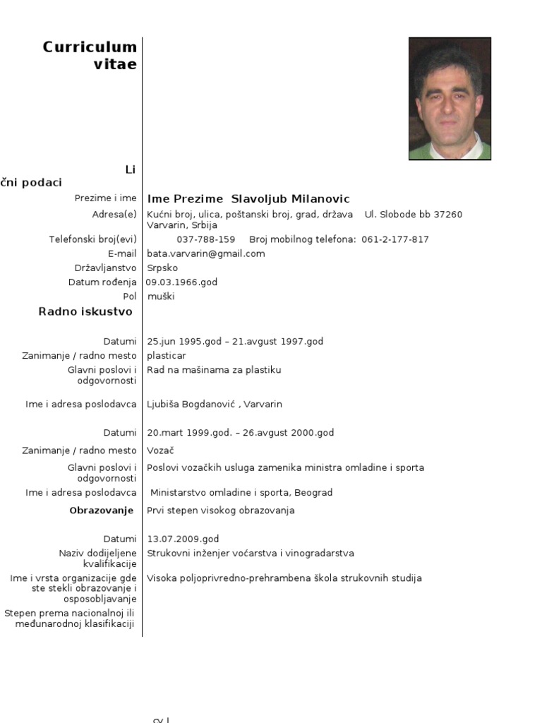 CV (SRPSKI) Prazan | PDF