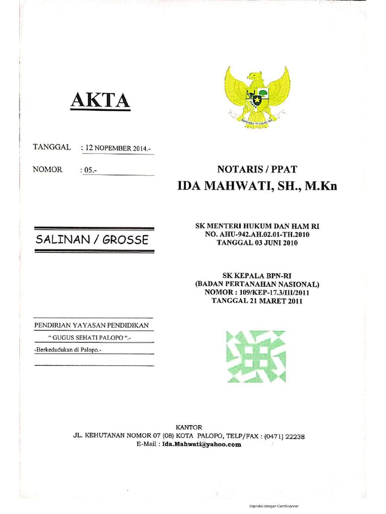 Akta Notaris Dan SK Menkumham | PDF