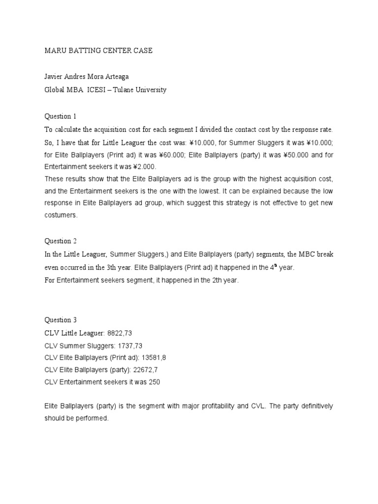 Maru Batting Center Case | PDF | Financial Economics | Business Process