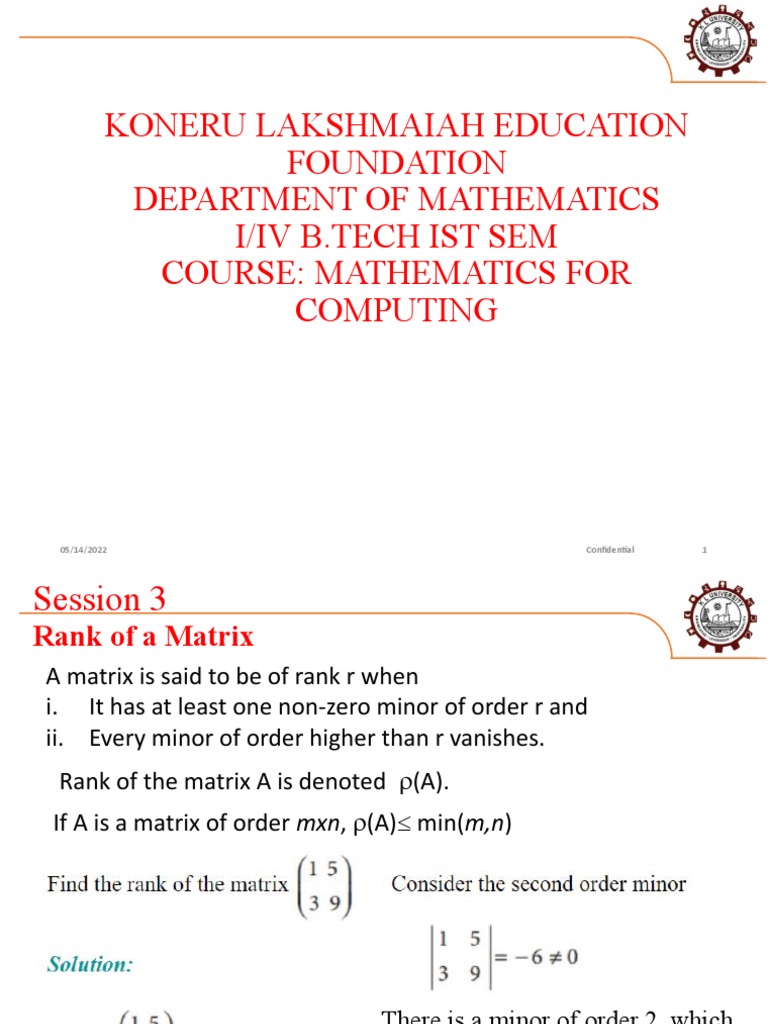 Koneru Lakshmaiah Education Foundation Department of Mathematics I/Iv B ...