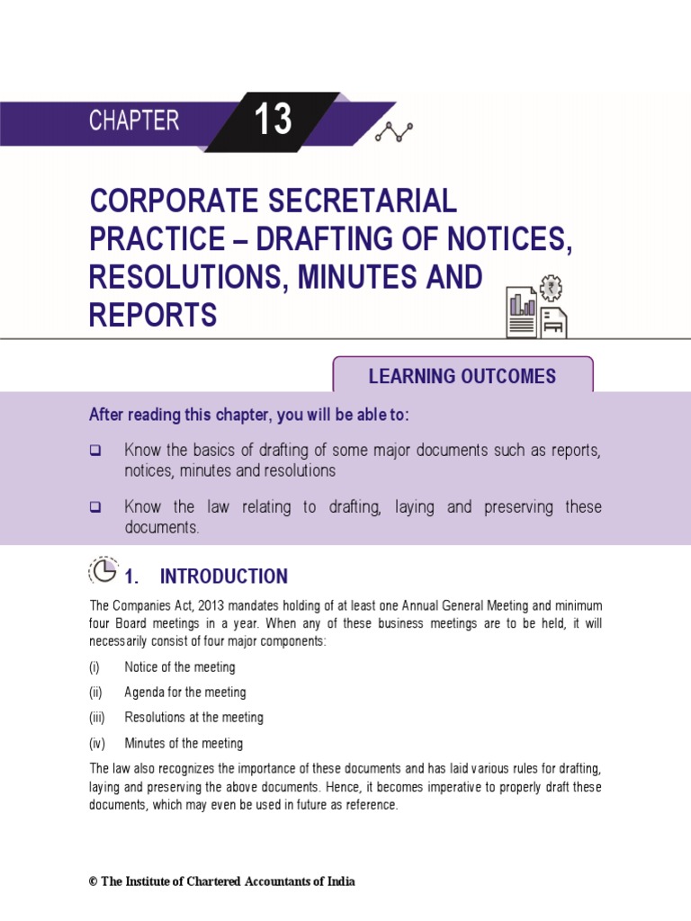 Chapter 13 - Corporate Secretarial Practice - Drafting of Notices ...