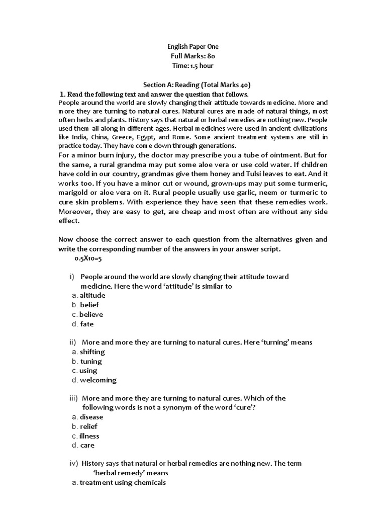 English Question & Guidelines | PDF | Mount Everest | Multiple Choice