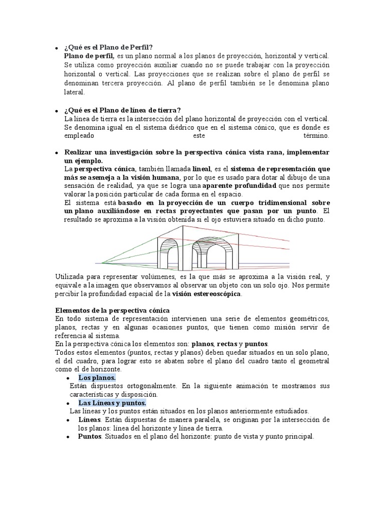 Qué Es El Plano de Perfil | PDF | Perspectiva (Gráfica) | Geometria clasica