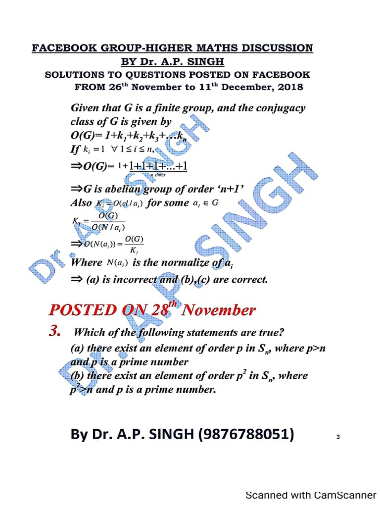 MODERN ALGEBRA (Practice Solutions Set) by Dr. A.P. Singh | PDF