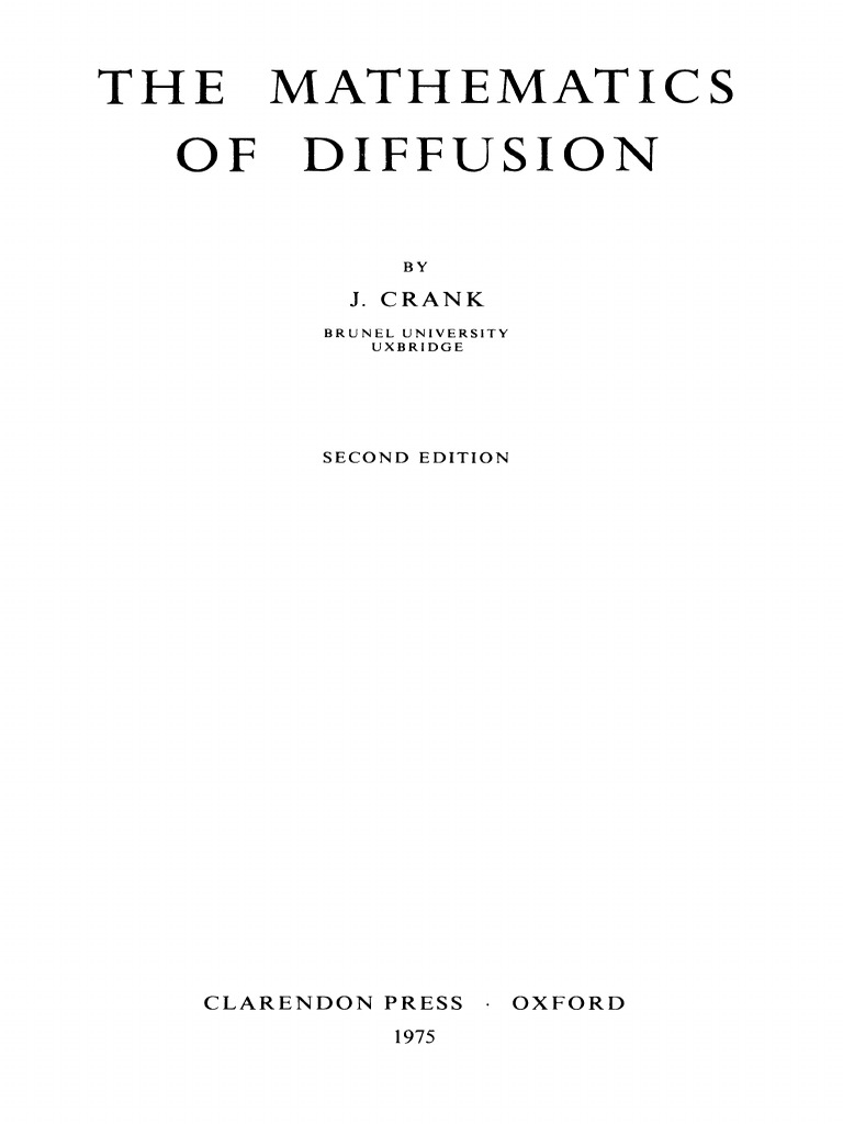 The Mathematics of Diffusion (2ed (1) ., Oxford, 1975) | PDF ...