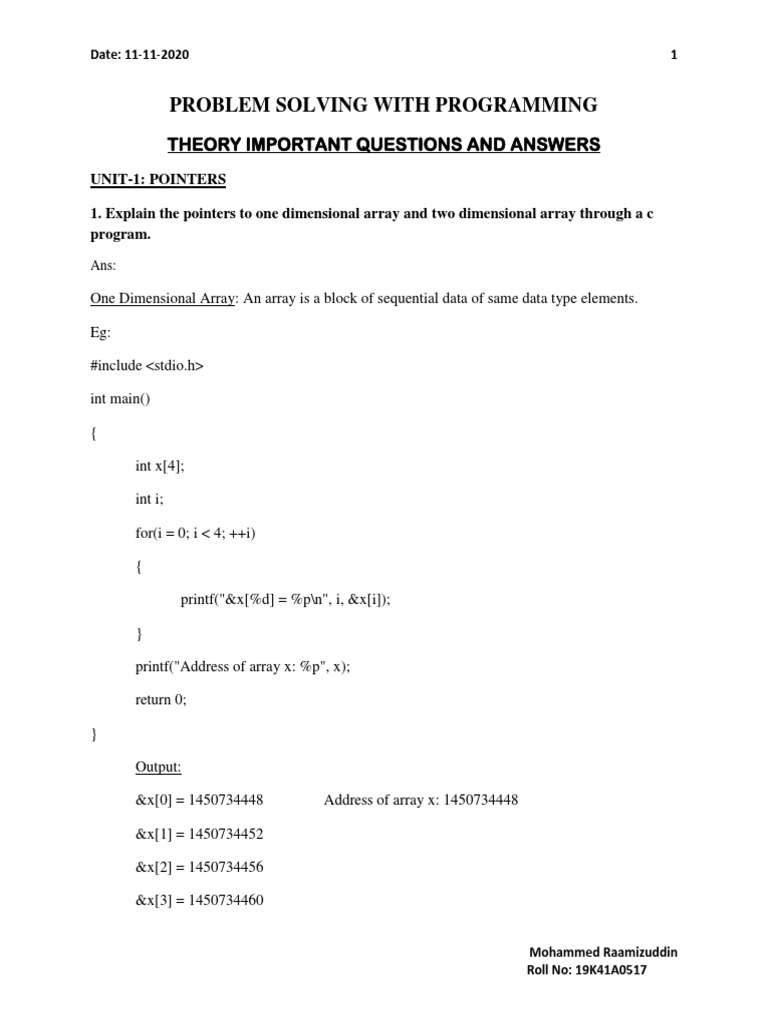 C Programming Pointers and Structures Guide | PDF | Pointer (Computer ...