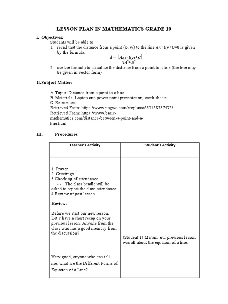 Detailed Lesson Plan in Mathematics Grade 10 | PDF | Mathematical ...