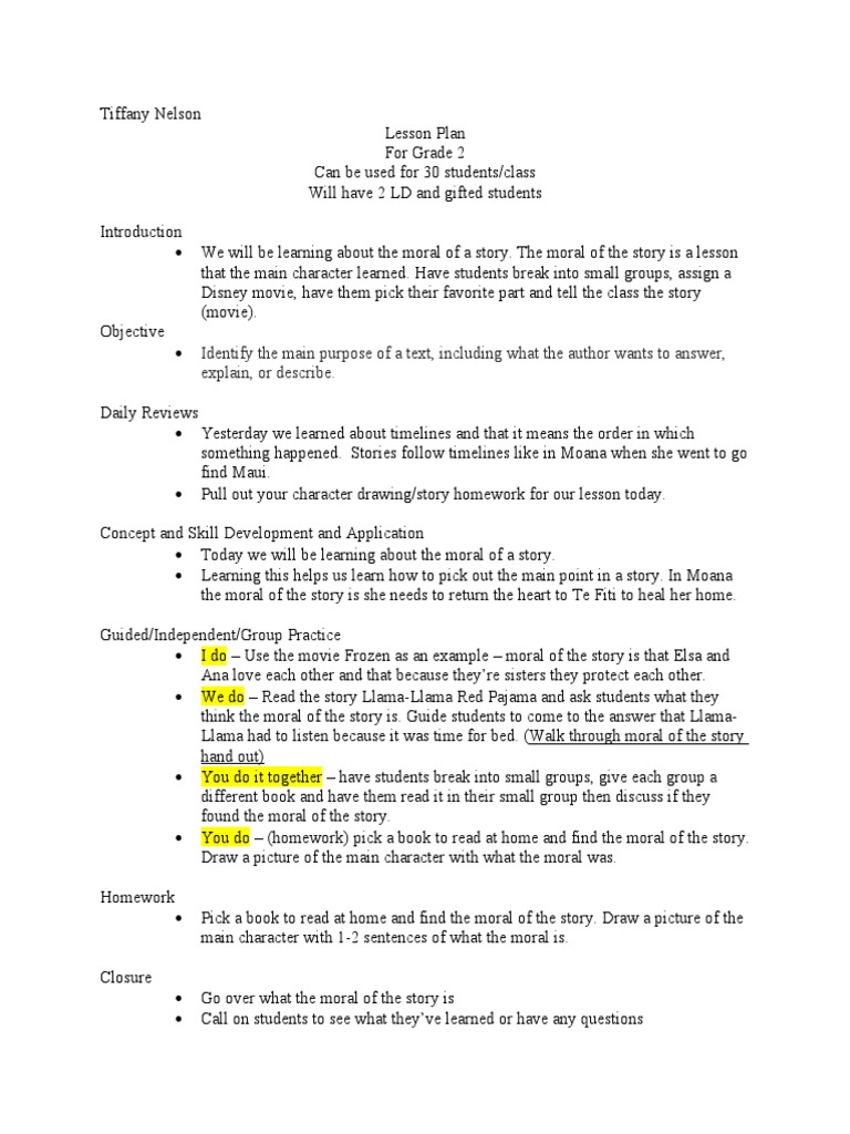 Direct Lesson Plan | PDF | Moana (2016 Film) | Lesson Plan