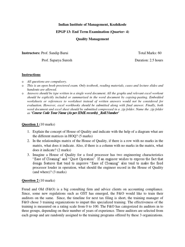 Quality Management QP EPGP 13 | PDF