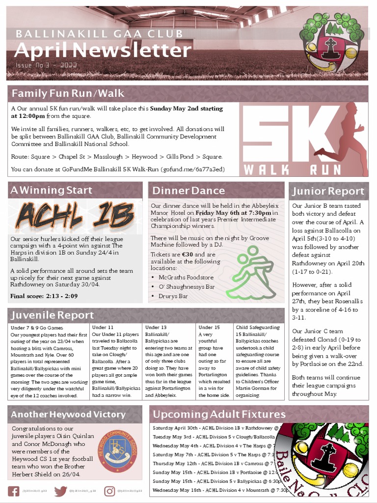Ballinakill GAA Newsletter (April) | PDF