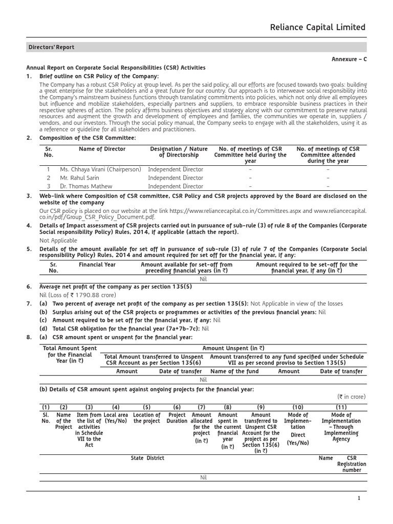Reliance Capital Limited | PDF | Corporate Social Responsibility ...