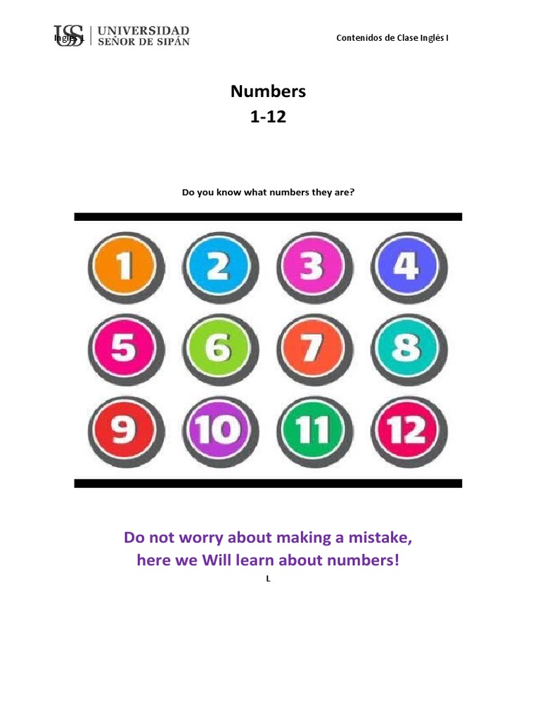Numbers 1-12 | PDF