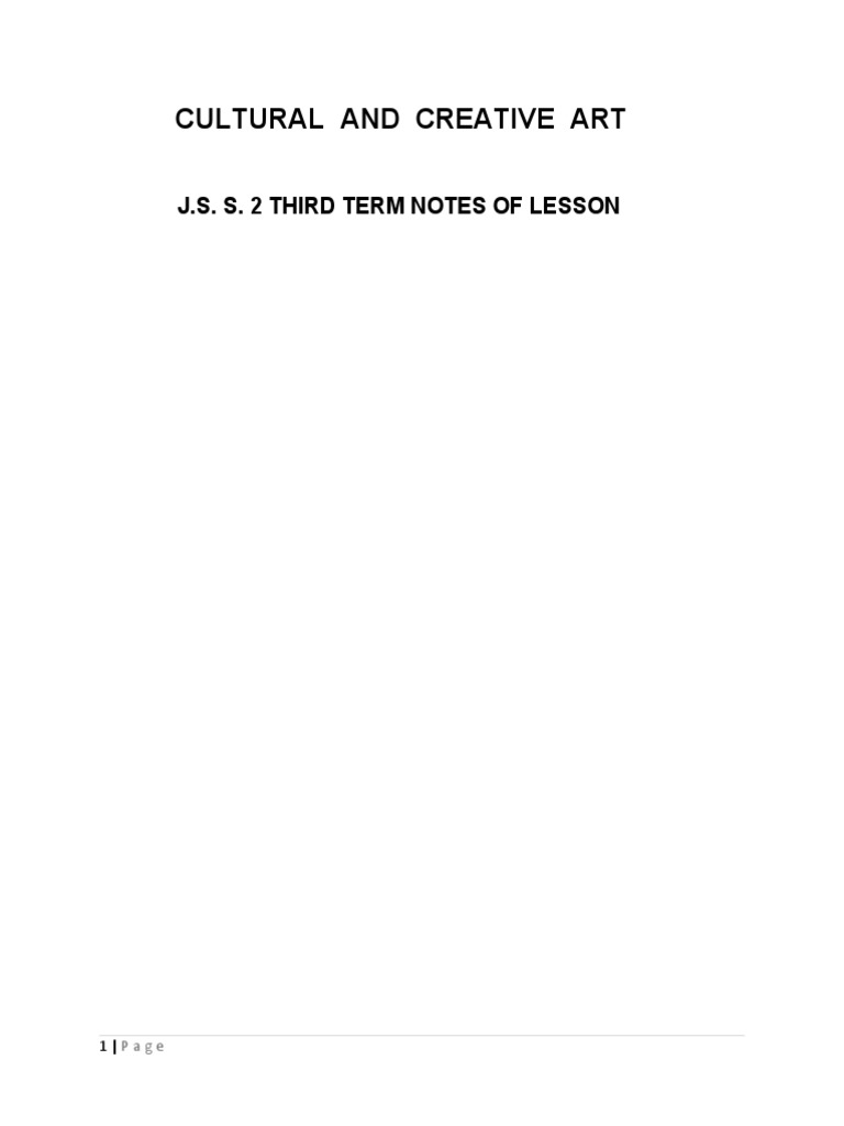 JSS2 Third Term CCA Lesson Notes | PDF | Relief | Clay