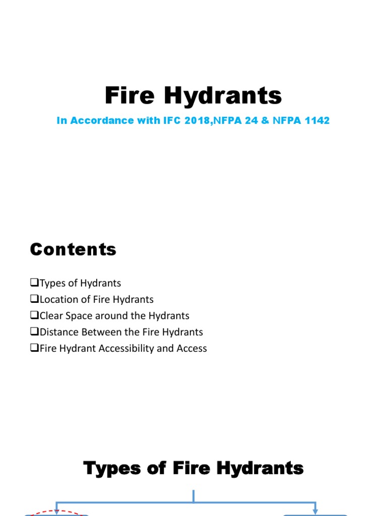 Fire Hydrants: in Accordance With IFC 2018, NFPA 24 & NFPA 1142 | PDF ...