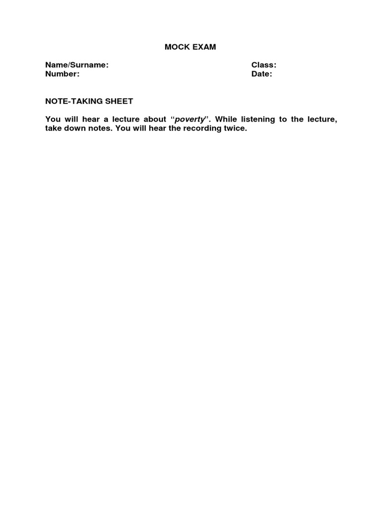 Mock Exam Note-Taking Sheet | PDF | Language Arts & Discipline