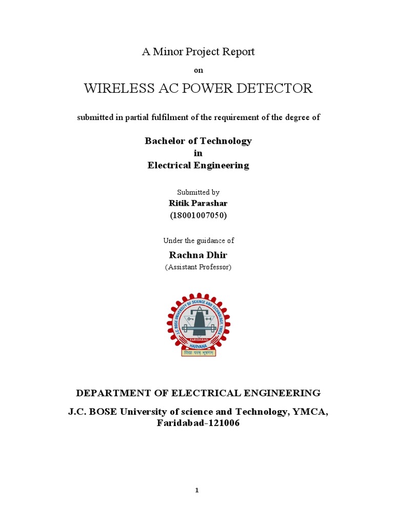 Wireless Ac Power Detector: A Minor Project Report | PDF | Bipolar ...