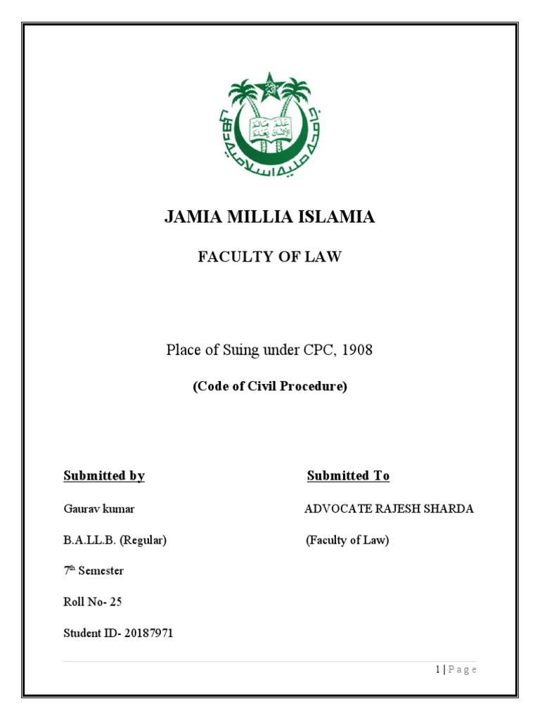 CPC Assignment | PDF | Lawsuit | Jurisdiction