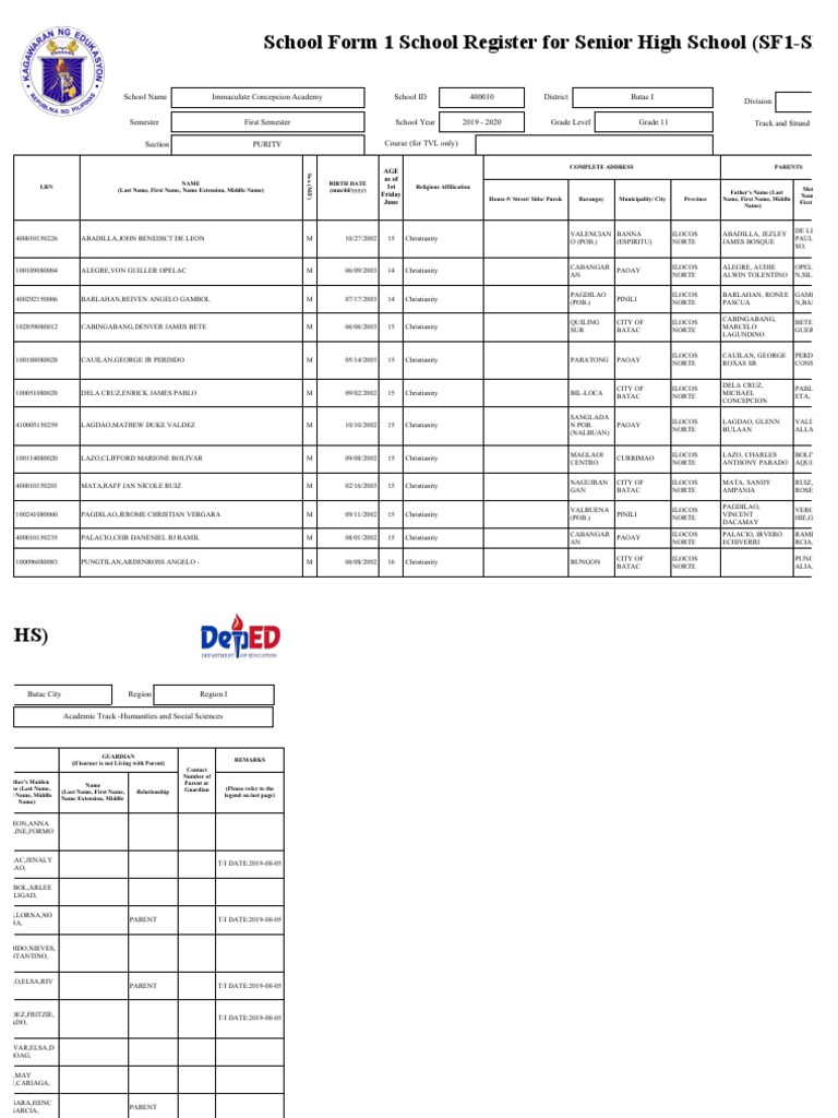 School Form 1 (SF 1) | PDF