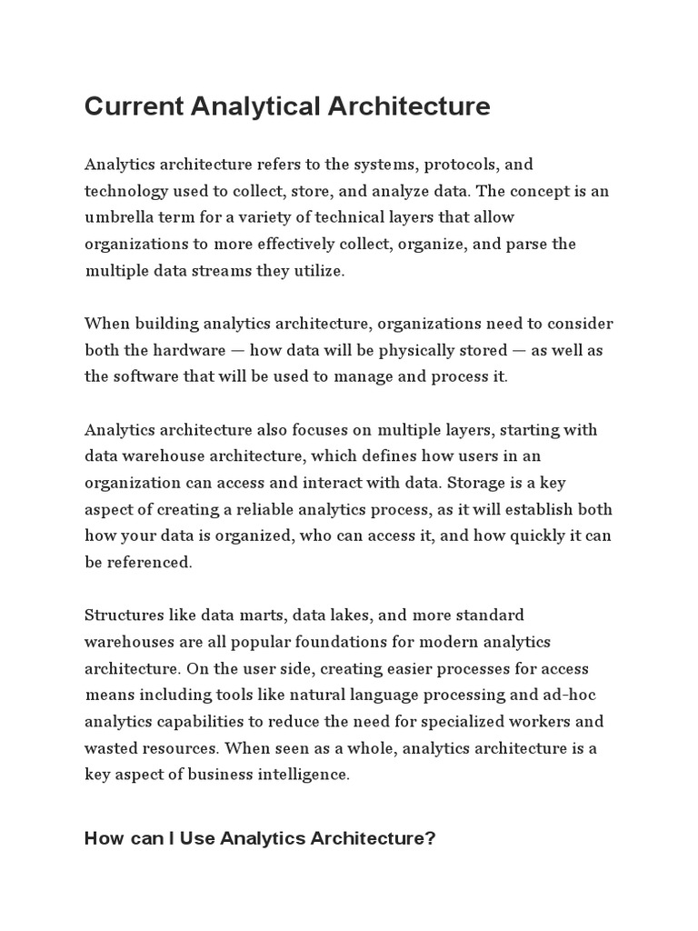 Current Analytical Architecture | PDF | Analytics | Data Warehouse