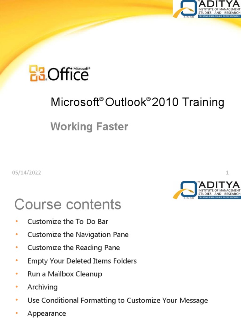 Microsoft Outlook Advanced Training | PDF | Microsoft Outlook | Computer File