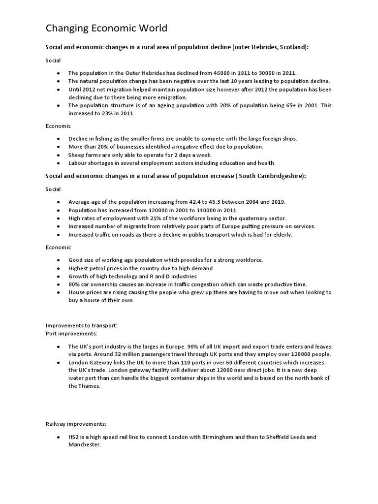 Social and Economic Changes in A Rural Area of Population Decline | PDF ...