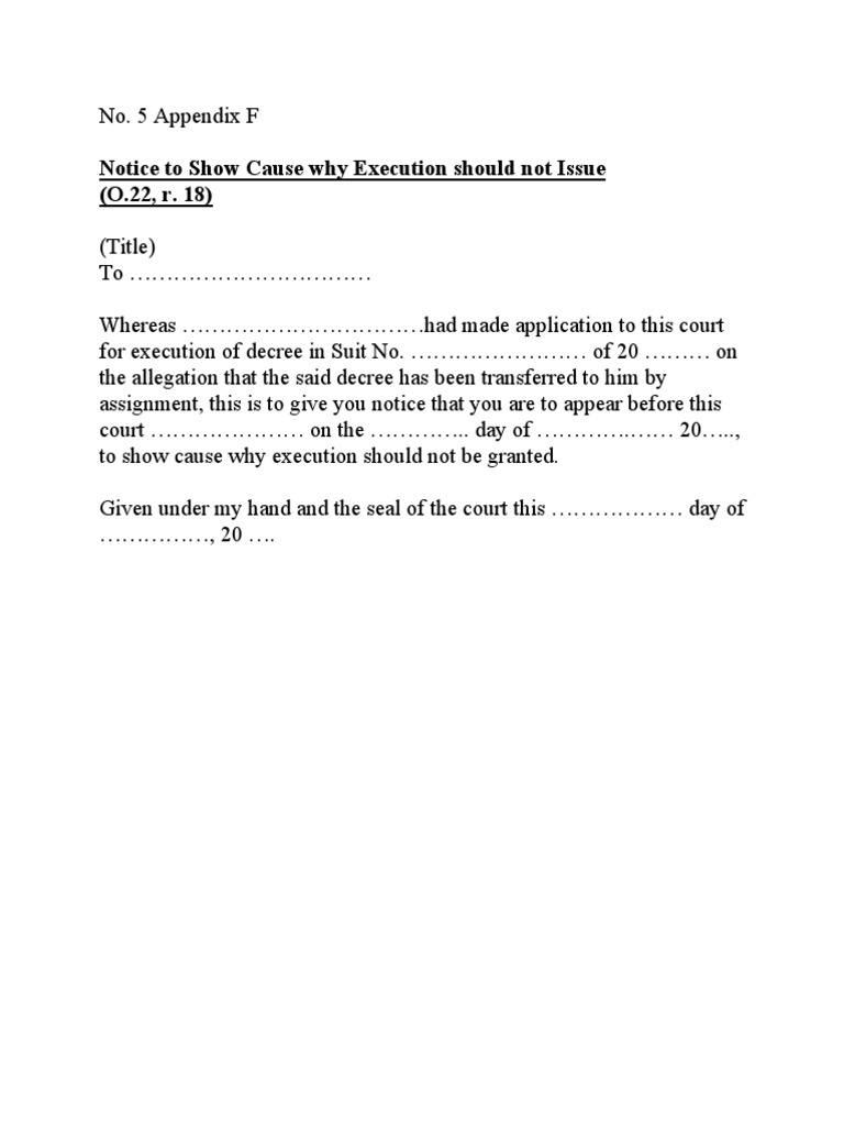 Form 5f - Notice To Show Cause | PDF