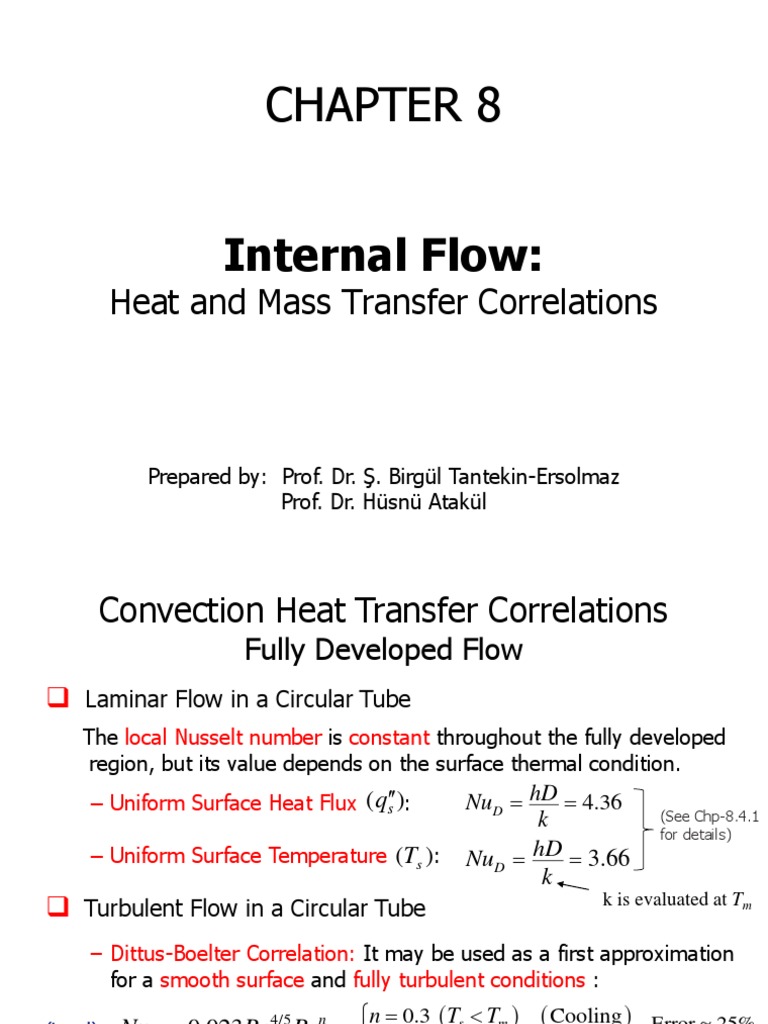 Hmt21 - ID - CHP - 8b - Internal Flow (Heat and Mass Transfer Correlations) | PDF | Fluid ...