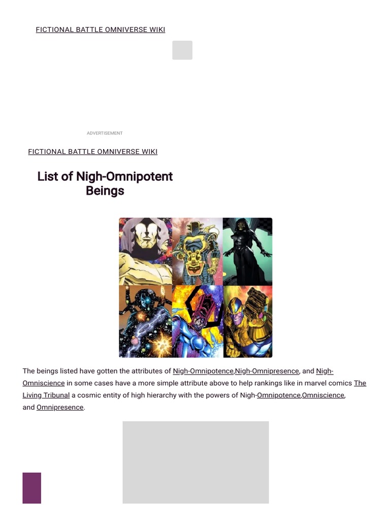 List of Nigh-Omnipotent Beings | PDF | Comics