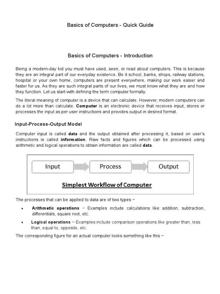 1.basics of Computers - Quick Guide - Tutorialspoint | PDF | Operating System | Scheduling ...