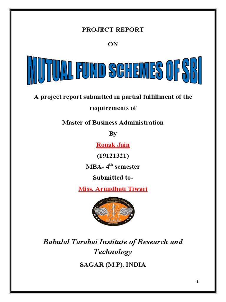 Project Report On Mutual Fund Schemes of SBI | PDF | Investment Fund ...