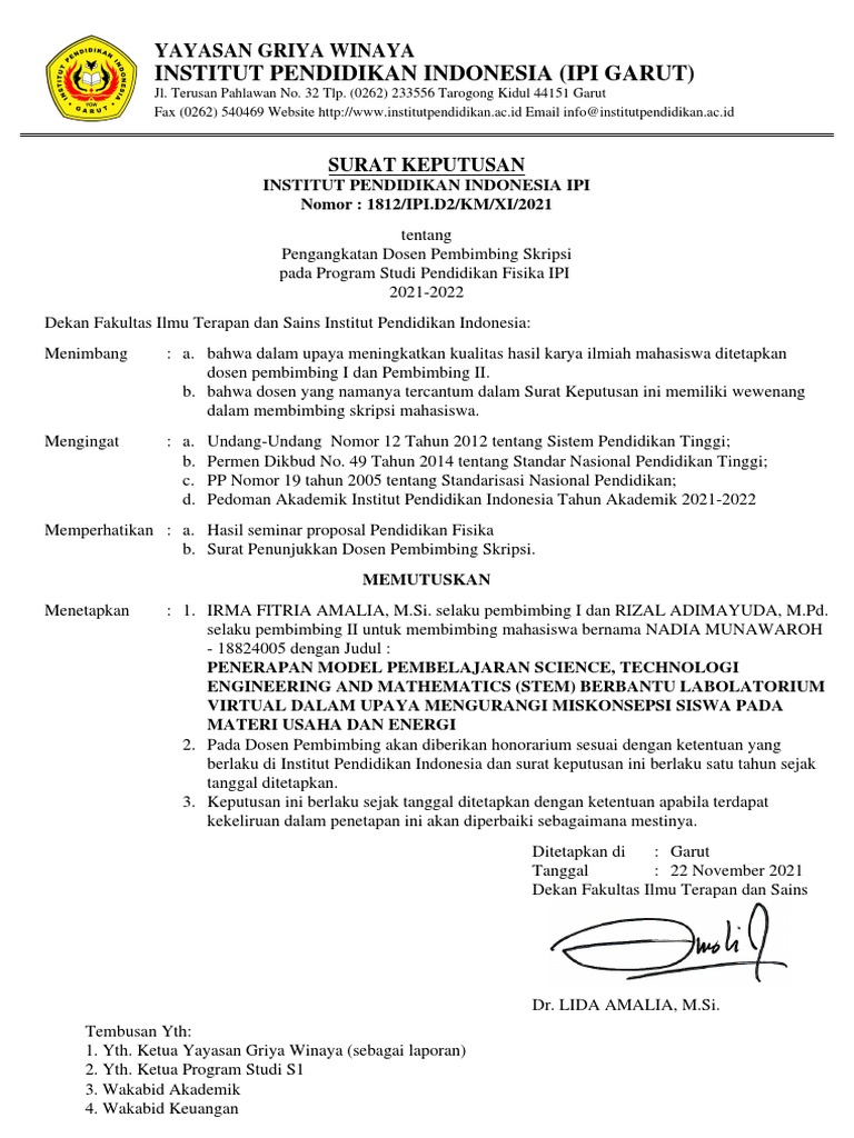 Institut Pendidikan Indonesia (Ipi Garut) : Yayasan Griya Winaya | PDF