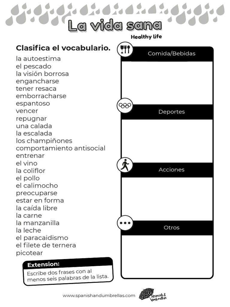 GCSE La Vida Sana Vocab | PDF